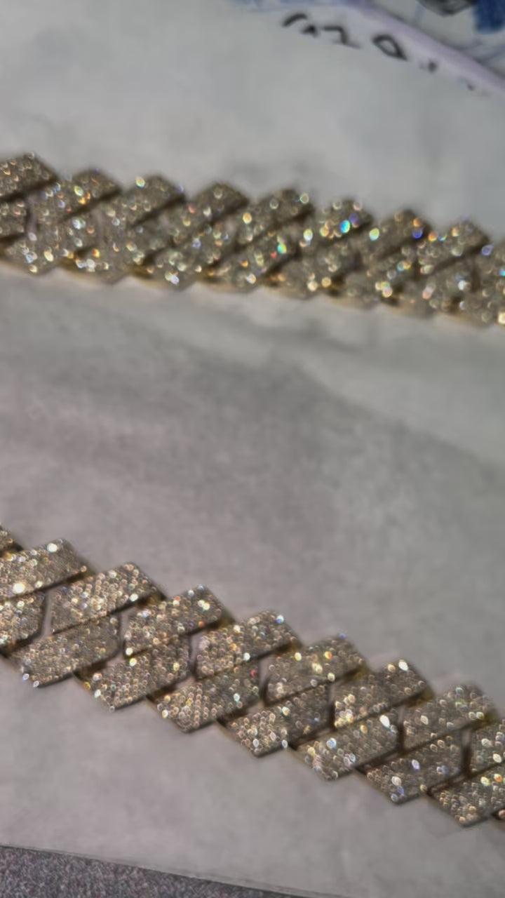 Iced Out Diamond Prong Cuban link Chain (14K Yellow Gold) – G.P ORIGINALS